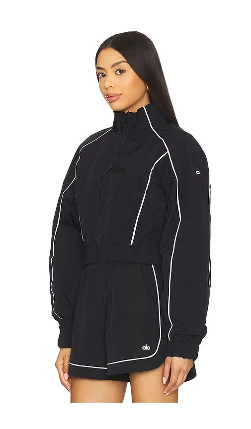 Alo Yoga Motivate Full Zip Track Jacket - Black & White | Editorialist